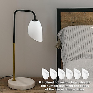 6 PCS White Plastic Lamp Shade, 4.1 inch Diameter Horseshoe Lampshade Replacement Lampshade for Chandelier, Pendant Light, Wall Sconces Series, Easy to Install(32mm)