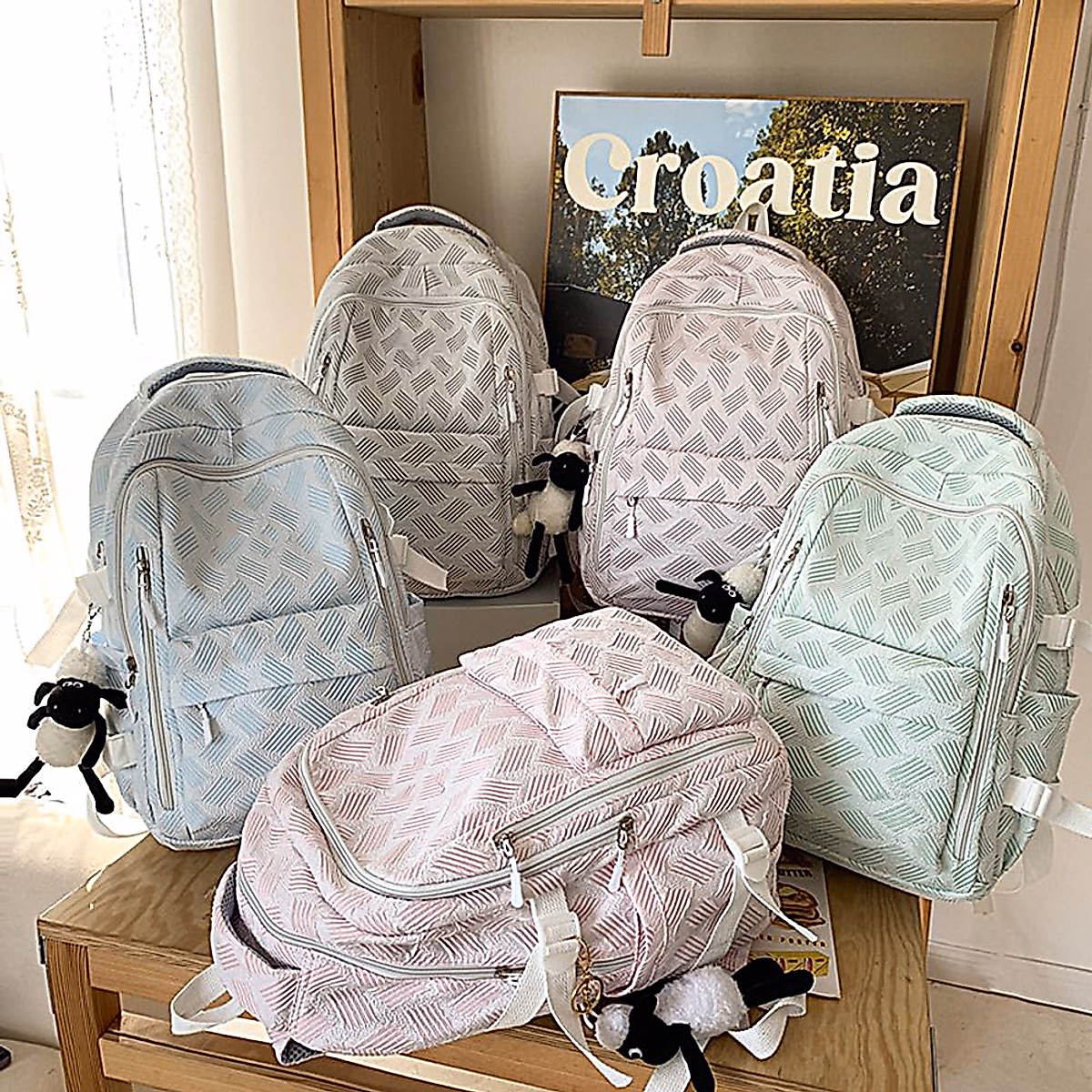 UNICOLD Kawaii Backpack With Cute Accessories Large Capacity Aesthetic Bag (Purple)