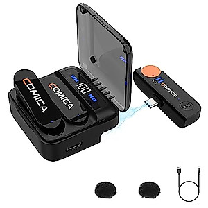 comica Vimo S UC Wireless Microphone for Android, Noise Cancellation, 656' Range, 15H Working Time, Monitor, Lav Mic for USB Type C iPhone, Phone, PC, Video Recording, Vlog, Live Streaming, YouTube