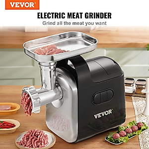 VEVOR Electric Meat Grinder, 6.6 Lb/Min, 550W Industrial Meat Mincer with 2 Blade, 3 Grinding Plates, Sausage Maker & Kubbe Kit ABS + Stainless Steel Commercial Meat Grinder, ETL Listed