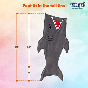 Silver Lilly Animal Tail Blanket - Plush Animal Sleeping Bag Blanket for Kids (Gray Shark)