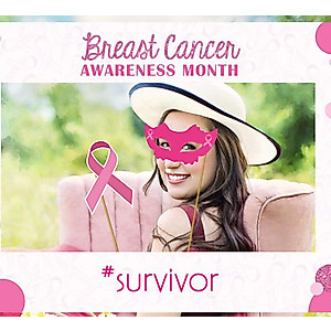 45PCS Breast Cancer Awareness Props - Pink Ribbon Photo Booth Fundraiser Charity Event Party Supplies Decorations