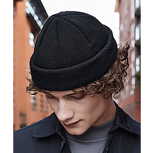 Beechfield mens B43R Recycled Mini Fisherman Beanie, Black, Small-X-Large