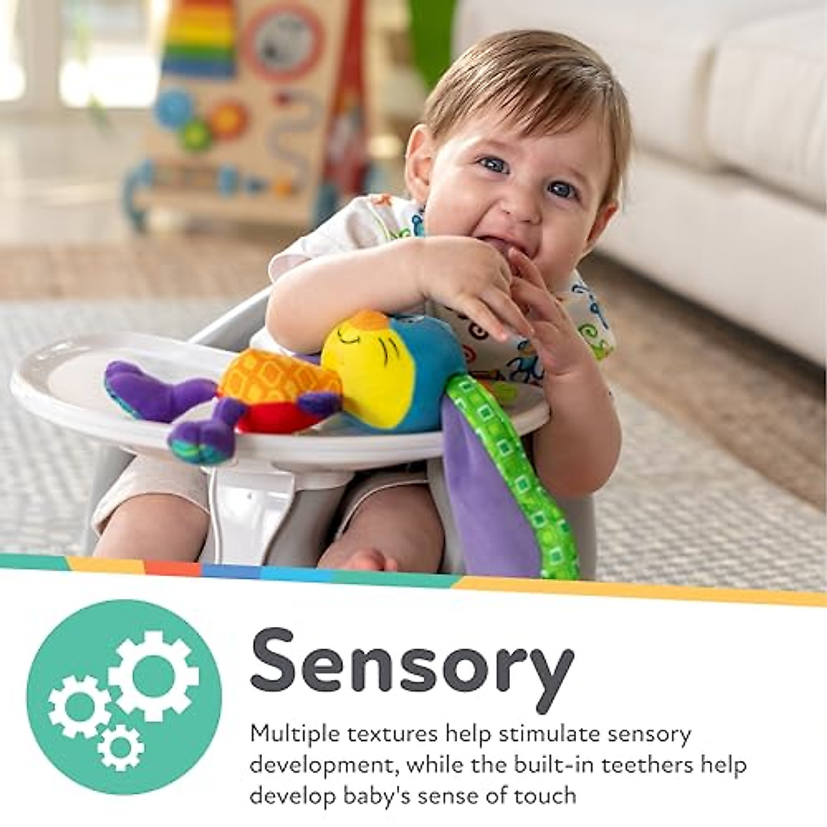 Nuby Teether Tugz Plush Silicone Teething Toy - Baby Teething Toy - 3+ Months - Bee