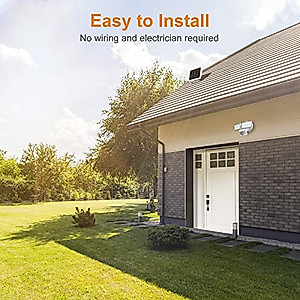 LEPOWER 1000LM Solar Security Lights, Solar Motion Sensor Light Outdoor with 2 Adjustable Head, 5500K White Light, IP65 Waterproof Solar Flood Lights Outdoor for Garage, Yard, Patio(White)