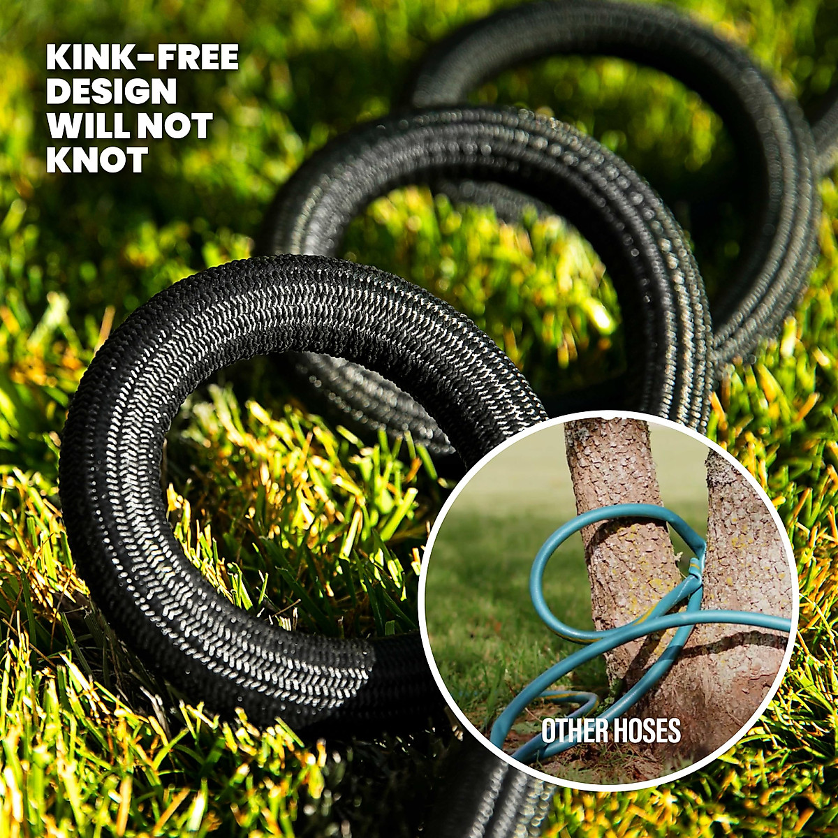 HYDROSTEEL 3-Layer 100 Ft Garden Hose with Nozzle, Metal Water Hose 100Ft, Heavy Duty Stainless Steel Flexible Garden Hose 100 Ft, Lightweight, Easy to Coil, Kink Resistant, 500 PSI AS SEEN ON TV