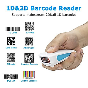 NETUM Upgraded Mini Bluetooth 2D QR Barcode Scanner, 3 in 1 Wireless Portable Pocket Small 1D 2D Bar Code Reader, Automatic Fast, Precise scanning for POS, C850 White