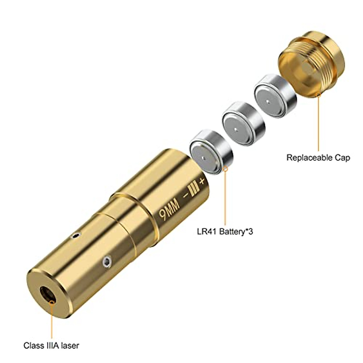 Feyachi Bore Sighting Laser 9MM Laser Sight Red Dot Zeroing Boresighter with 9 Batteries