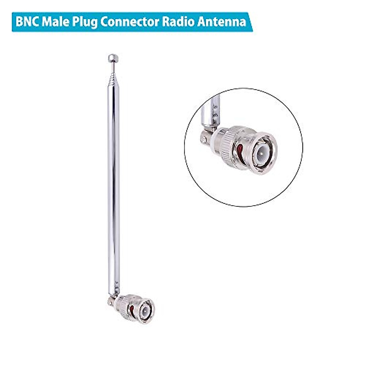 Fancasee BNC Radio Antenna with BNC Male Plug Jack Connector Adapter Telescopic Stainless Steel HF VHF UHF BNC Antenna for Portable Mobile Handheld Radio Scanner Police Scanner Receiver
