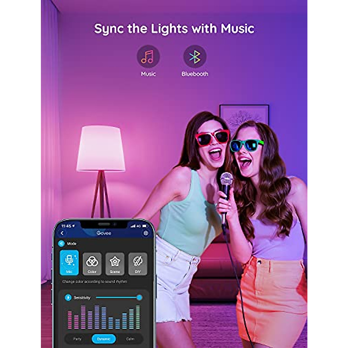 Govee Smart Light Bulbs, Color Changing Light Bulbs with Music Sync, 54 Dynamic Scenes, 16 Million DIY Colors WiFi & Bluetooth Light Bulbs Work with Alexa, Google Assistant & Govee Home App, 1 Pack