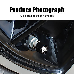 Fogfar 4 Pack Car Valve Stem Caps, Skull Tire Air Valve Caps for Car, Universal Tire Wheel Rim Dust Covers (Black & White)