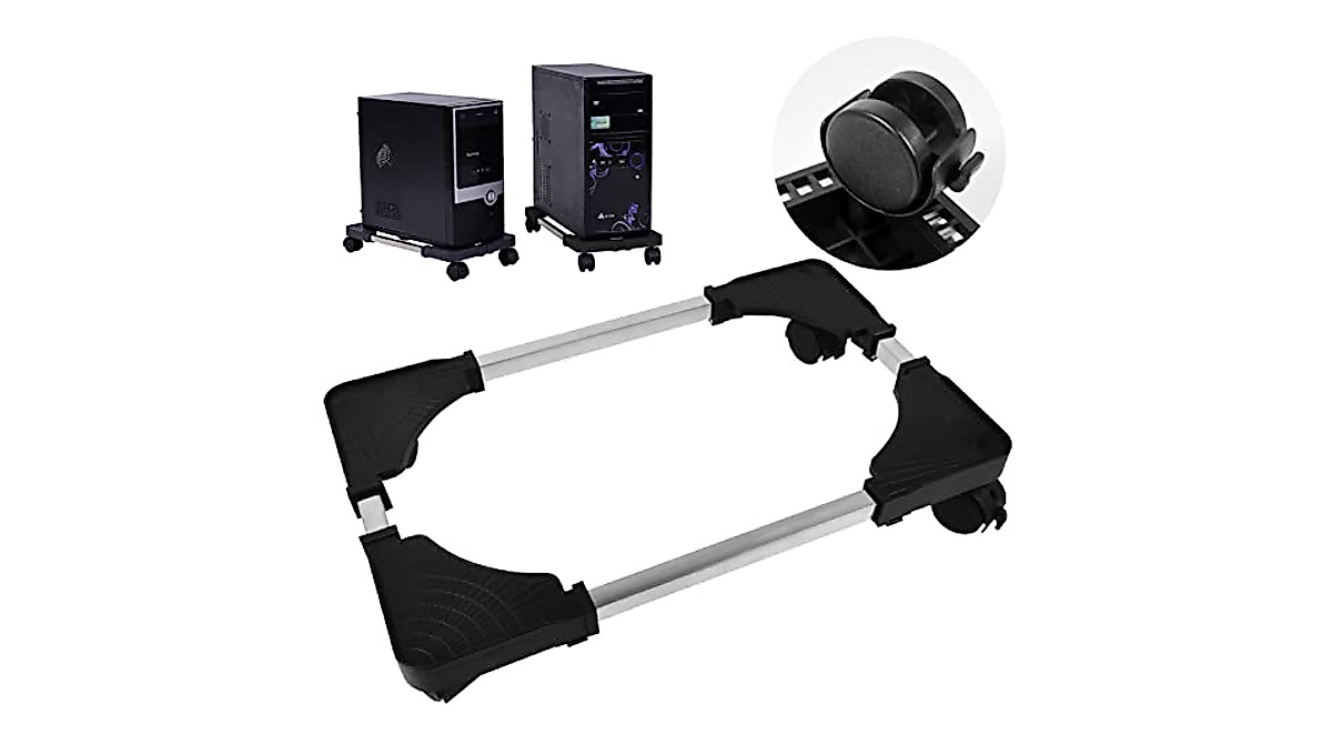 Adjustable Computer Tower Stand - Mobile PC Stand & Silent Wheels