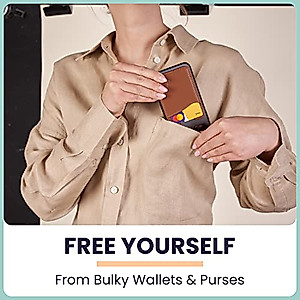 Premium Leather Phone Card Holder - Stick On Wallet for iPhone and Android Smartphones - Minimalist Style with Non-Slip Lining Secures Up to 3 Cards Kangaroo