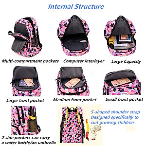 Kids School Bag with Lunch Bag and Pencil Case Elementary School Backpacks for Teen Girls 3 in 1 Backpack Sets