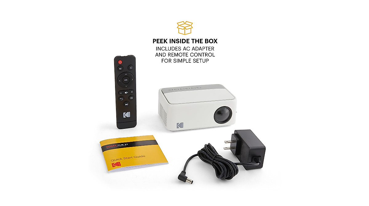 KODAK FLIK X1 Mini Pico Projector | Portable Compact 100” Projector with Remote Control & 2W ...