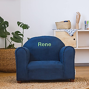 Mini Furniture Upholstered Personalized Kids Chair Microfiber Suede (Navy)