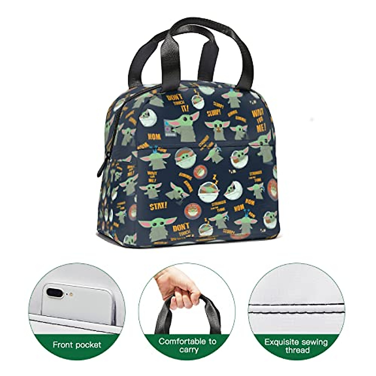 YEGRTUF Reusable Cute Insulated Lunch Bag 8x5x8.5 Inch Waterproof Tote Lunch Box for Women Men Cooler Lunchbox for Adults Work Travel Picnic Camping