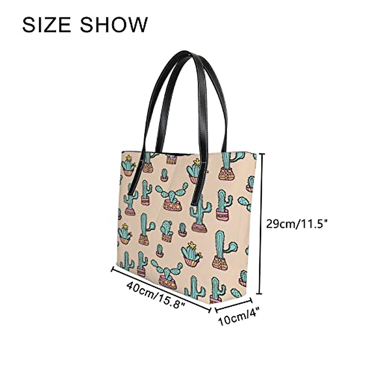Fashionable women's handbag tote bag, Cactus Pattern 2printed shoulder bag is light and durable