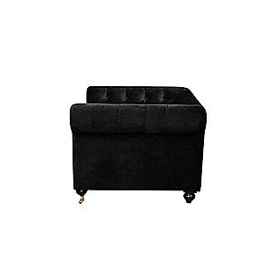 American Home Classic Claire 15" 1-Seat Traditional Velvet Sofa in Gold/Black