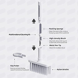 Hagibis Cleaning Soft Brush Keyboard Cleaner 5-in-1 Multi-Function Computer Cleaning Tools Kit Corner Gap Duster Keycap Puller for Bluetooth Earphones Lego Laptop Airpods Pro Camera Lens (Grey)