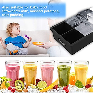 Ice Cube Trays Silicone Combo Mold - Set of 2, Sphere Ice Ball Maker with Lid & Large Square Molds, Reusable and BPA Free