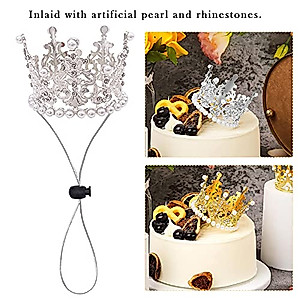PET SHOW 2pcs Medium Dog Crown Headband Puppies Cat Hat for Birthday Party Silver Gold Rhinestone Faux Pearl Crown for Boy Girl Wedding Hair Accessories Photo Prop Costume