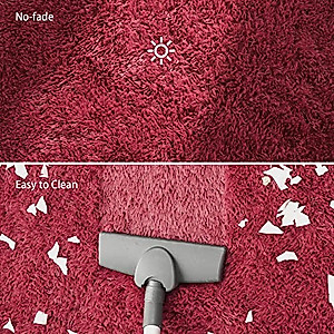 Chicrug Wine Red Fluffy Area Rugs for Living Room Bedroom, Large Area Rug for Kids, Shag Plush Fuzzy Carpet Modern Furry Rug Nursery Playroom Indoor Non Slip Carpet 4x6 Feet