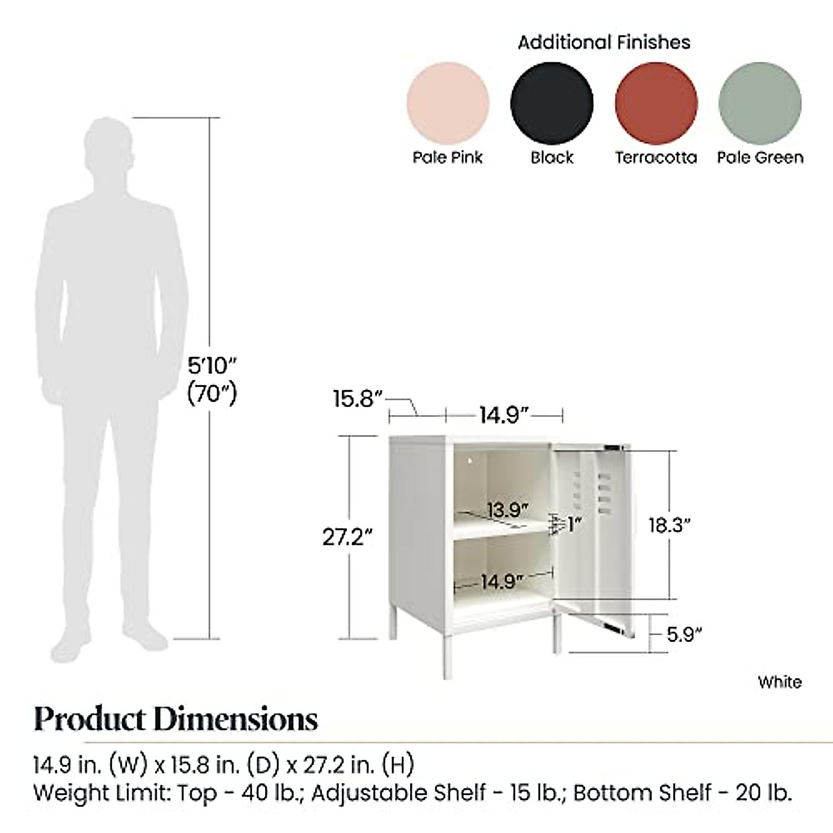 REALROOMS Shadwick 1 Door Metal Locker Style Livingroom End Table, Pink