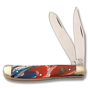 Hen & Rooster 412-STAR Trapper 2x Stainless Blades RWB Handle Folding Knife