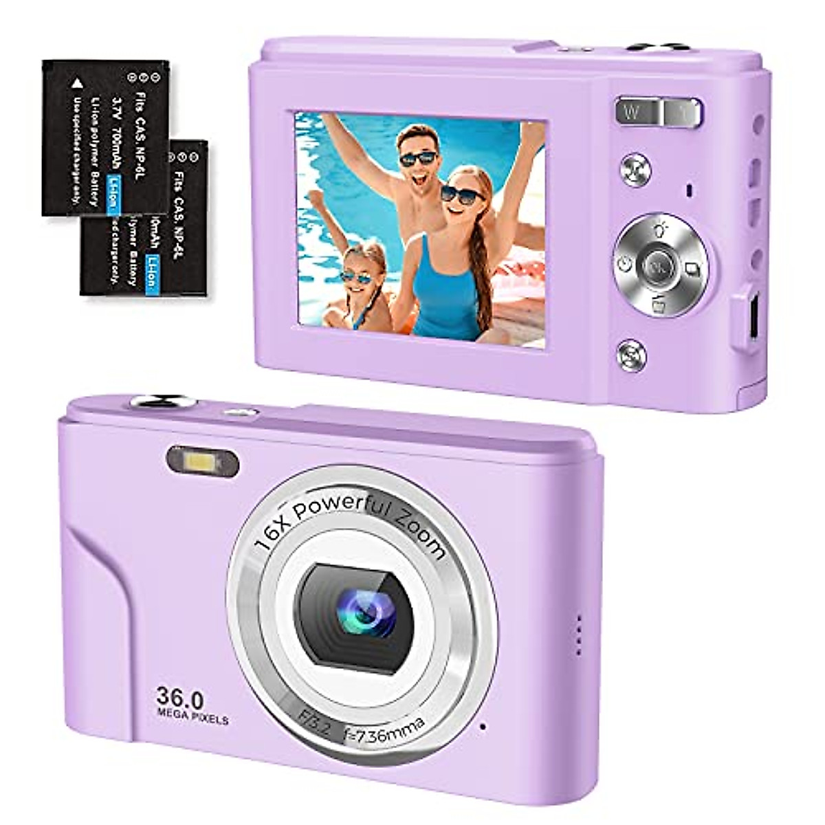 TOBERTO Digital Camera, 1080P HD Vlogging LCD Mini Camera with 16X Zoom 36MP Digital Point and Shoot Camera Video Camera, for Kids Students Beginners Beauty Face