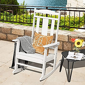 ZJHYXYH Rocking Chair All Weather Rocking Chair High Back Porch White