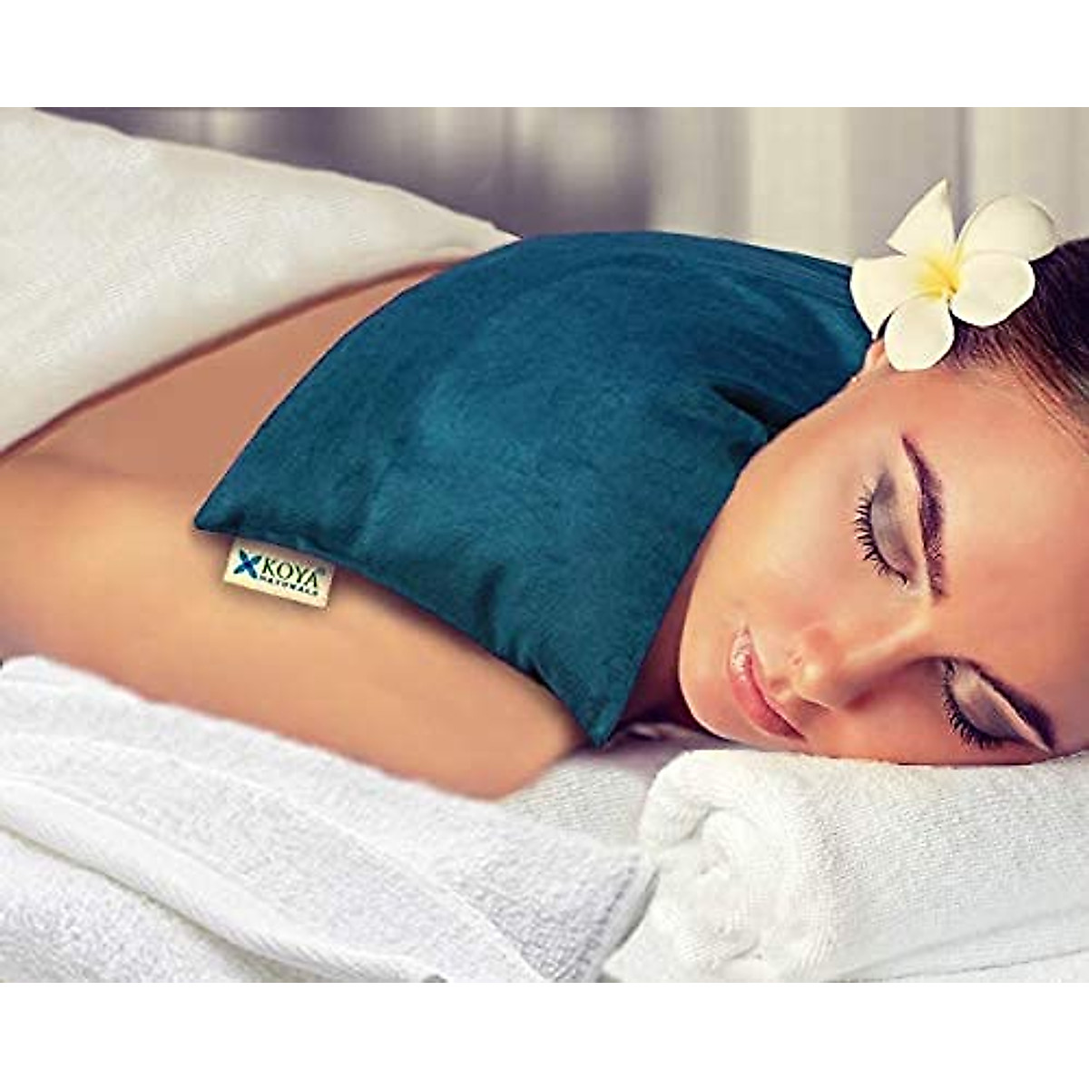 KOYA Naturals Soft Velvet Flax Seed Pillow - Microwave Heating Pad – Microwavable Moist Heat Pack – for Neck, Muscle, Joint, Stomach Pain, Menstrual Cramps – Warm Wrap (Turquoise)