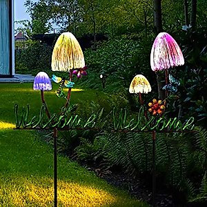 Histoacryl Solar Lights Outdoor Decorative, 2 Pack Solar Garden Lights with Colors Changing Waterproof Solar Stakes Lights for Patio, Lawn, Yard, Pathway, Holiday Decorations 