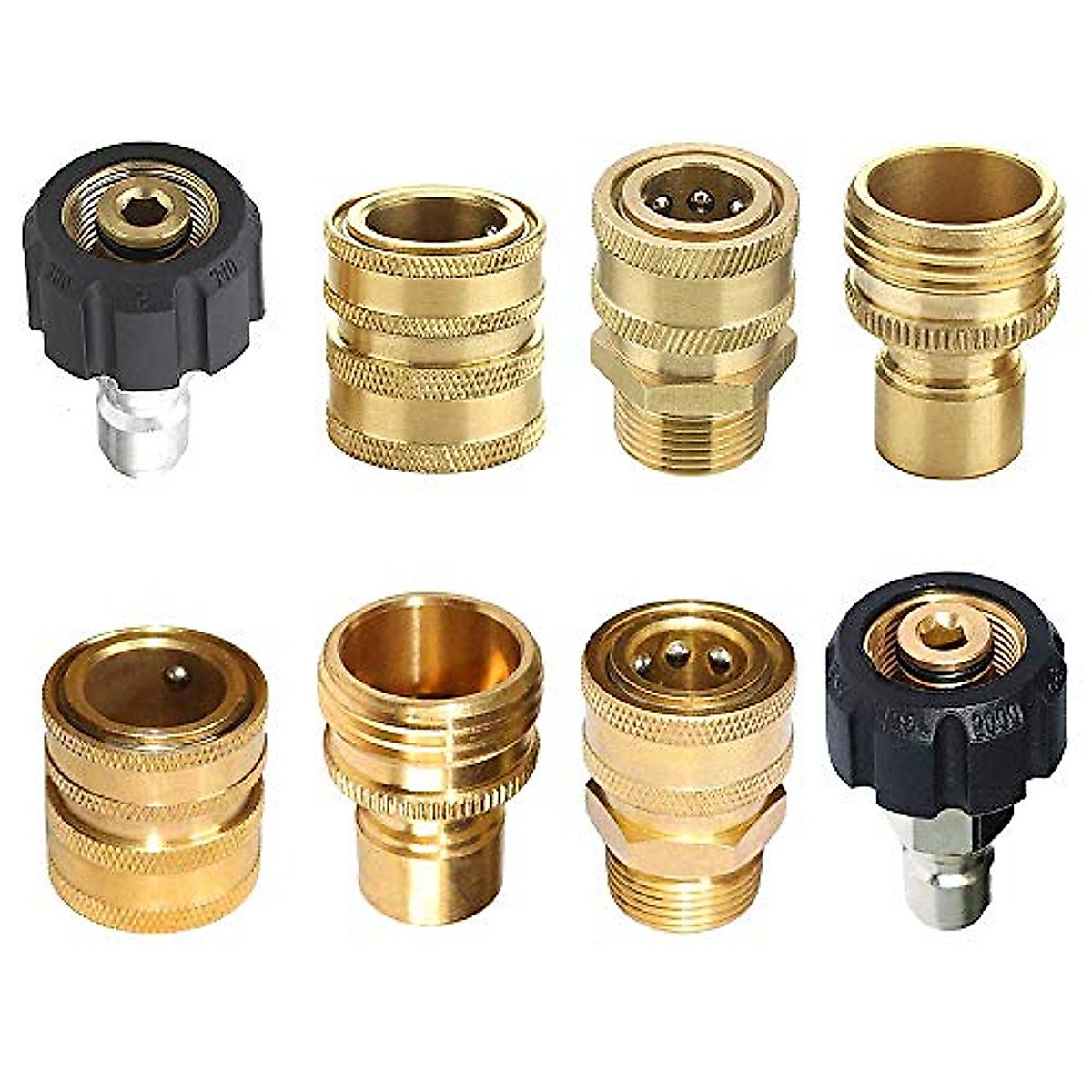 8pcs Pressure Washer Adapter Kit,Garden Hose Quick Connect Fittings,M22 Swivel to 3/8'' Quick Connect, 3/4" to Quick Release