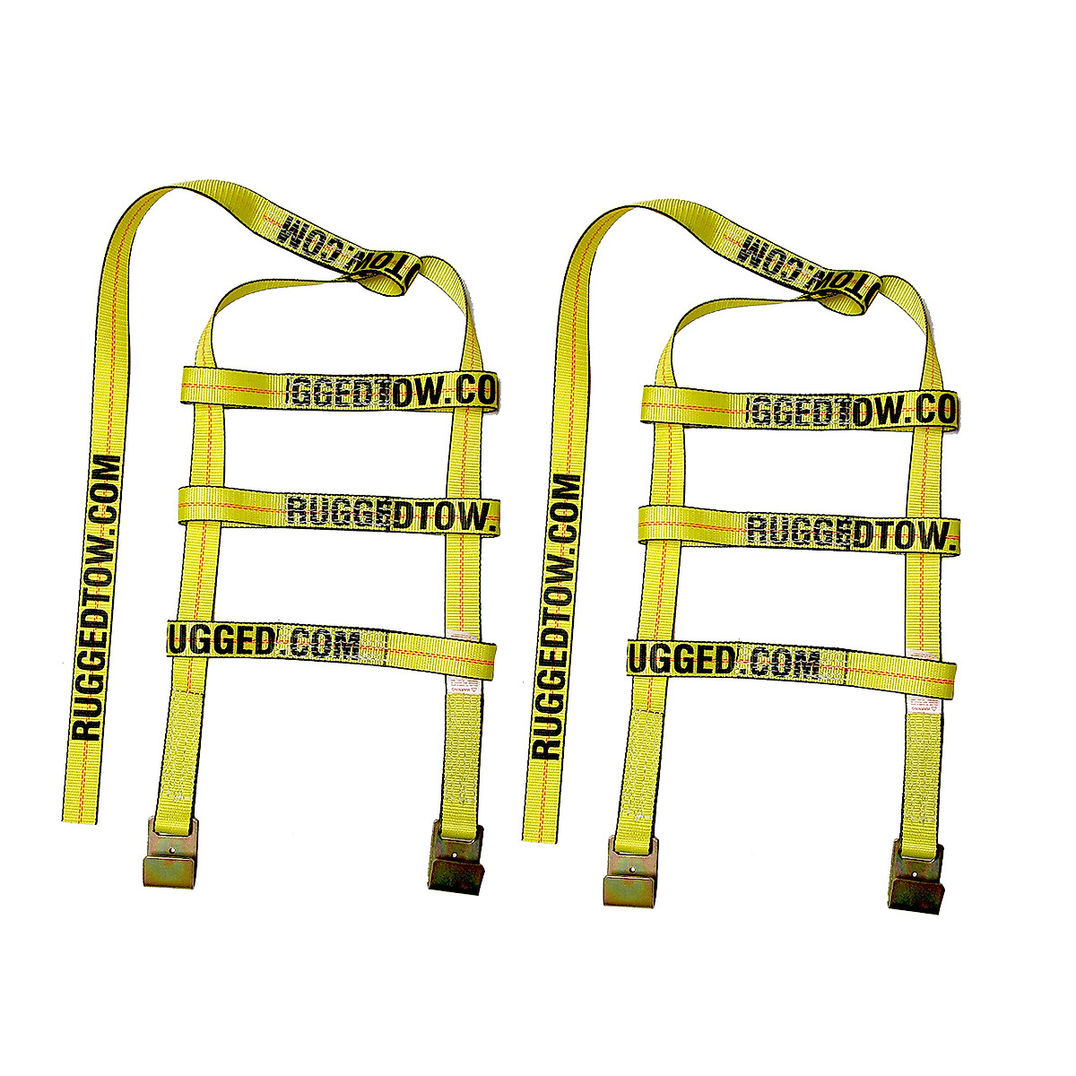 RuggedTow 2X USA Car Basket Straps Adjustable Tow Dolly DEMCO Wheel Net Set Flat Hook Standard Wheels Fits (14-20 Inches, Yellow) Domestic