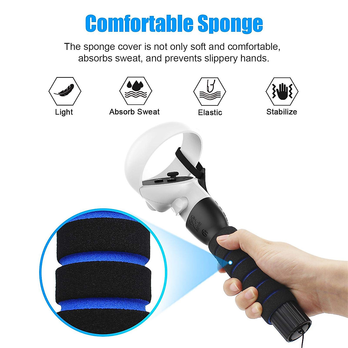 Dual Handles Extension Grips For Oculus Quest, VR Light Handle Touch Controller For Quest 2 Or Rift S Playing Beat Saber Games