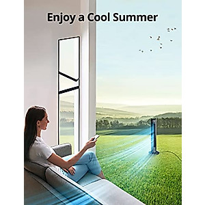 Tower Fan, Whole Room Wind Curve Oscillating Tower Fan with Remote Control, 3 Modes, 12H Timer, LED Display with Auto Screen Off, Low Noise Floor Bladeless Fan for Bedroom, Study or Office Use, black