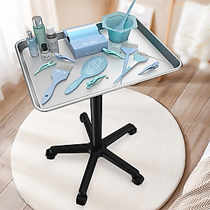 Premium Aluminum Instrument Salon Tray Tattoo Rolling Tray Station-Silver