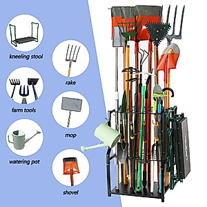 UU-Major Garden Tool Organizer for Garage Corner Heavy Duty,Garage Storage Organization for Broom,Mop,Rakes,Free Standing,Yard Tool Holder for Lawn/Shed/Outdoor.