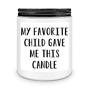 Gifts for Mom, Birthday Gifts for Mom from Daughter Son, Funny Mothers Day Thanksgiving Christmas Gifts for Mom New Mom First Time Mom Grandma- My Favorite Child Gave Me This Candle (White, Lavender)