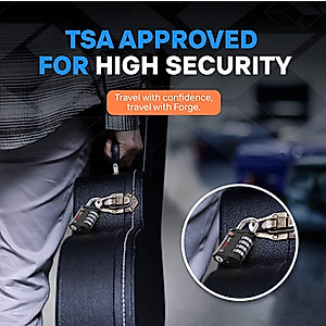 FORGE 4 Digit 17067 TSA Approved Travel Locks, Tool Box and Case Lock, Combination Padlock for Travel, Black 2 Locks.
