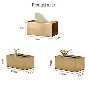 Tissue Box Cover Rectangular，Modern Metal Tissue Box Cover， Rectangular Holder for Storage On Bathroom Vanity, Countertop, Bedroom Dresser, Night Stand, Desk, Table (Color : Golden Deer)
