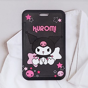 Kuluomi Cute Badge Card Holder with Lanyard, ID Credit Card Holder Purse Pouch Card Case Neck Pouch Wallet Durable Card Holder for Students Teens