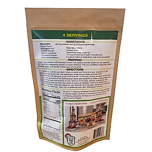 Chef Lilian's Egusi Kit- Nigerian West African Food Kit with Ground Melon Seeds (Egusi), Dehydrated Spinach, Traditional Seasoning Powder, Hot Chili Powder Soup, Mix 4 Servings (Pack of 2)