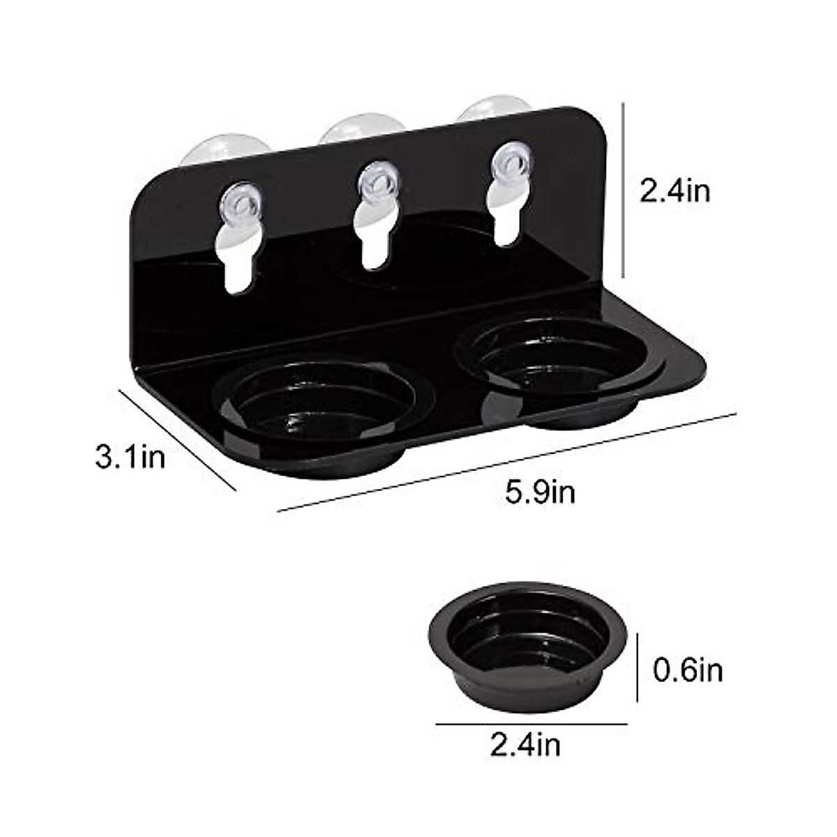 REPTI ZOO Reptile Water Bowl Double Grid Gecko Food Dish Feeder Detachable Suction Cup Reptile Feeding Dish Feeder with 6 Pcs Cups Dish Bowls for Pet Food and Water Feeding