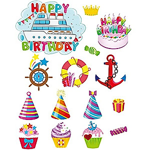 15Pcs Cruise Door Magnets Birthday Reusable Cruise Door Decorations Magnetic, Many Interesting Cruise Door Magnets Accessories for Refrigerator Ship Carnival Party Birthday Door Sticker Must-Haves