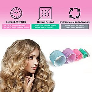 Jumbo Hair Rollers Hair Curlers. 3 inch Rollers, Large Self Grip Hair Curlers for Long Hair, Big Hair Rollers for Long Hair. No heat Curlers Hair Rollers with Clips & Comb. 30 Pack