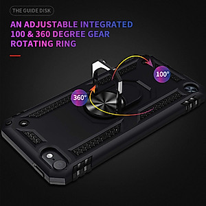 ULAK Compatible with iPod Touch 7/6/5 Case with 2 HD Screen Protectors, Hybrid Rugged Shockproof Cover with Built-in Kickstand for iPod Touch 7th/6th/5th Generation (Black)