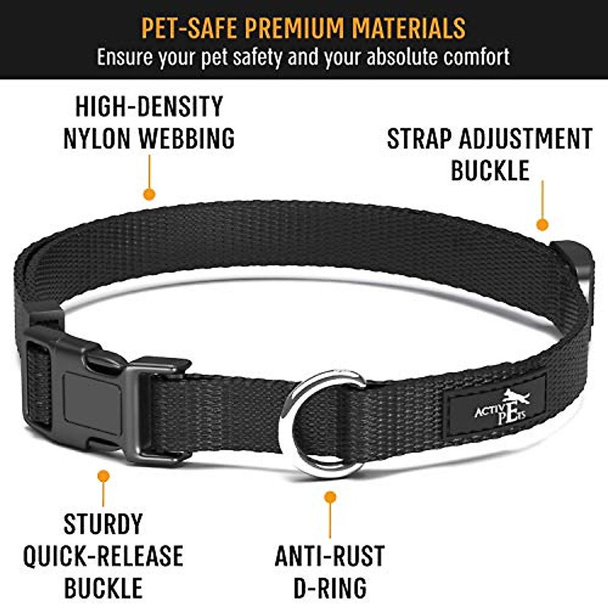 Active Pets Quick Release Dog Collar, Breathable Collar for Dogs, Boy Dog Collars, Girl Dog Collars, Dog Collars for Small Dogs, Large Dog Collar for Males & Females, Small Dog Collar for Puppies (M)
