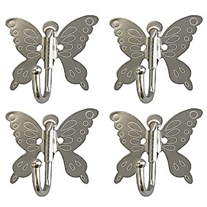 yyangz Butterfly Hook 4Set Stainless Steel Cute Butterfly Shaped Single Hooks, Clothes Hook, Cap Hook,Kitchen Toilet Universal Hook, Decorative Hook, Butterfly Towel Hook